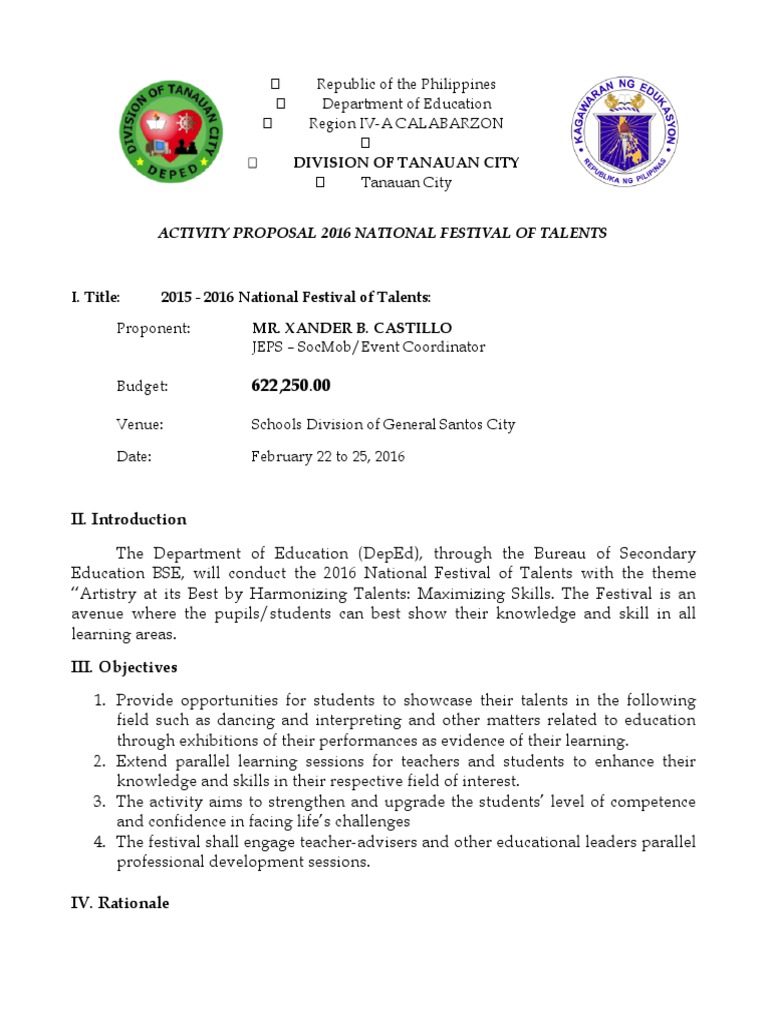 Activity Proposal Sample | PDF | Behavior Modification