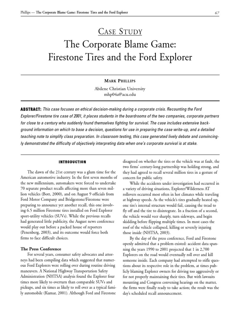 The Ford Firestone Case | PDF | Sport Utility Vehicle | Tire