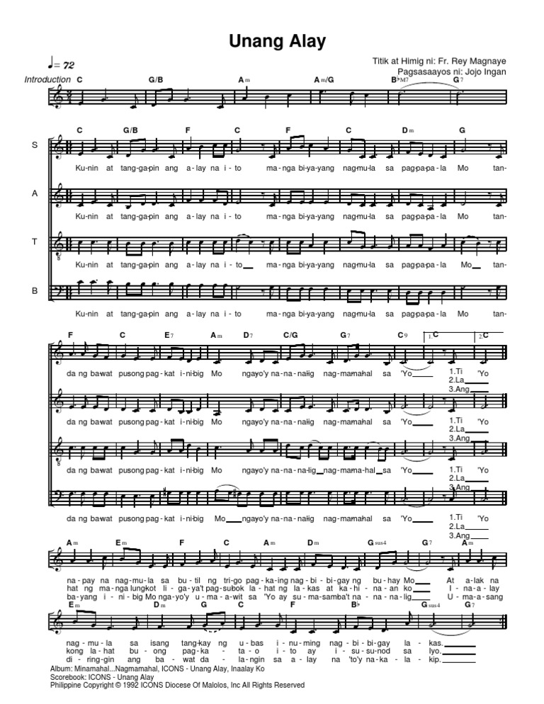 Unang Alay (Kunin at Tanggapin - Music Sheet) | PDF