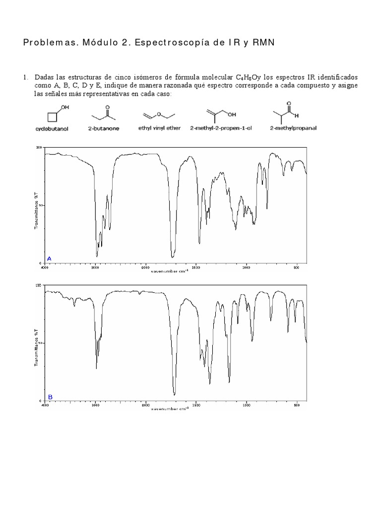 Ejercicios de Espectroscopía IR y RMN | PDF | Resonancia magnética ...