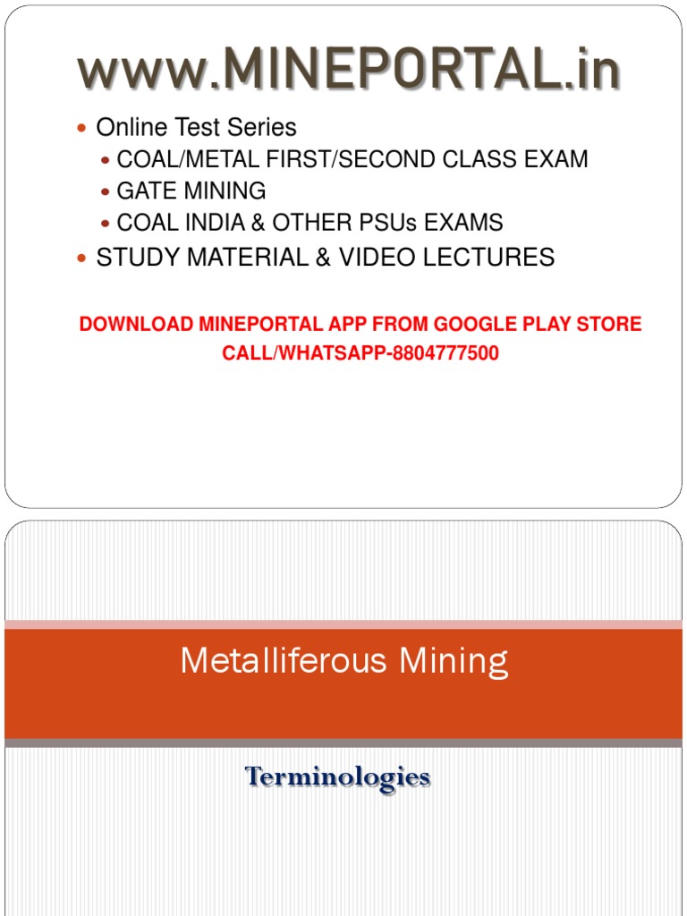 Metalliferous Mining Terminologies-From Mineportal | PDF | Social Science | Home & Garden