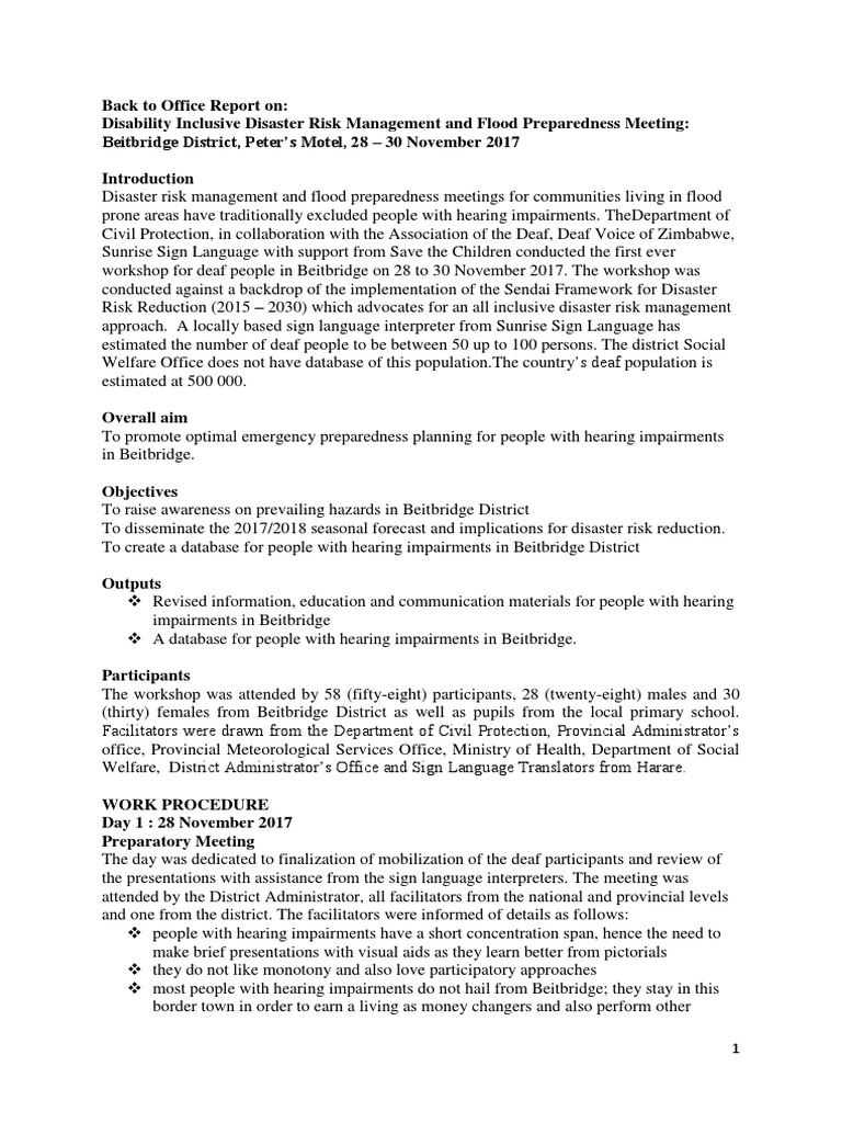 Back To Office Report | PDF | Hearing Loss | Flood