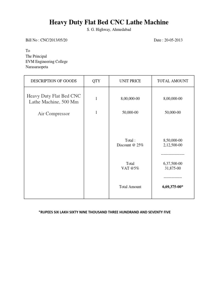 Engineering College CNC Purchase | PDF | Technology & Engineering