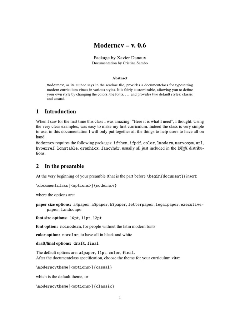 Moderncv Userguide | PDF | Typefaces | Written Communication