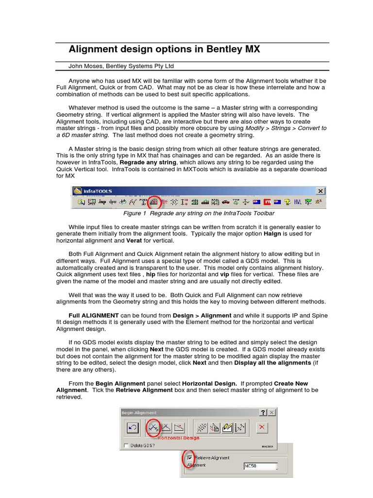 Alignment Design Options in Bentley MX | PDF | Computer Aided Design ...