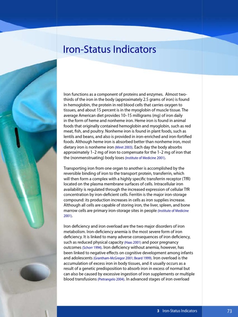Iron-Status Indicators: (Miret 2003) (Institute of Medicine 2001) | PDF ...
