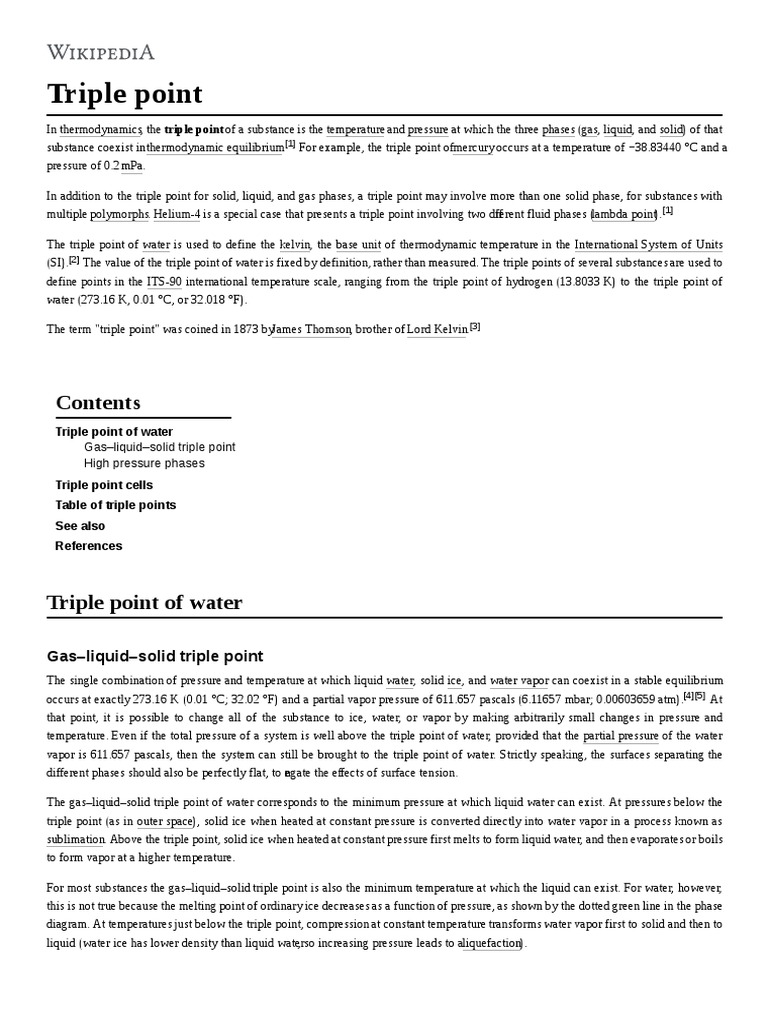 Triple Point | PDF | Branches Of Thermodynamics | Statistical Mechanics