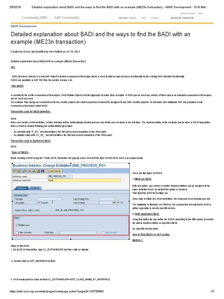 Detailed Explanation About BADI and The Ways To Find The BADI With An Example (ME23n Transaction ...