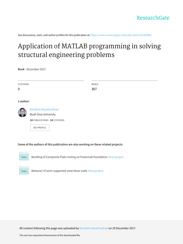 Applicationof MATLABprogramminginsolvingstructuralengineeringproblems ...