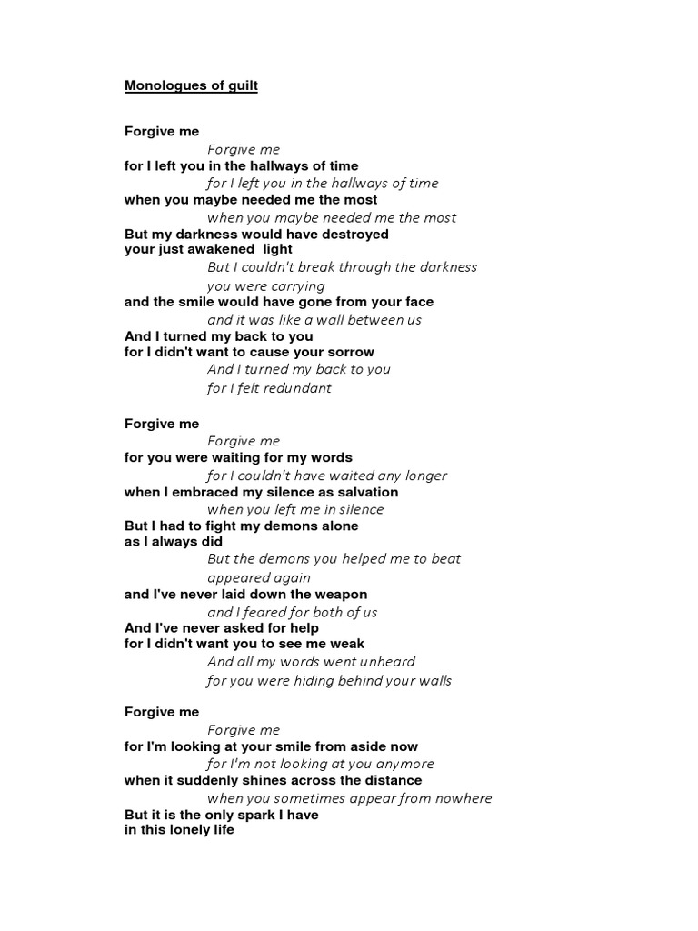 Guilt and Betrayal Monologue | PDF