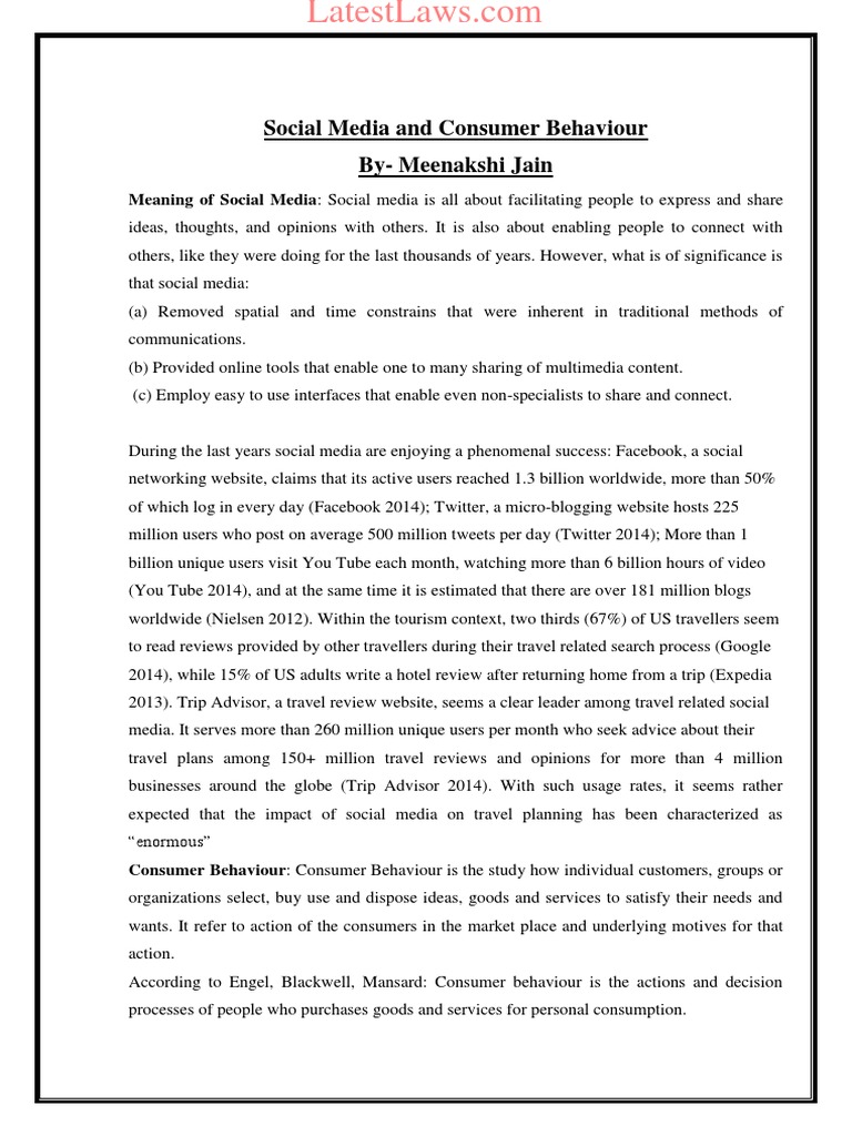 Social Media's Impact on Consumer Behavior | PDF | Consumer Behaviour ...