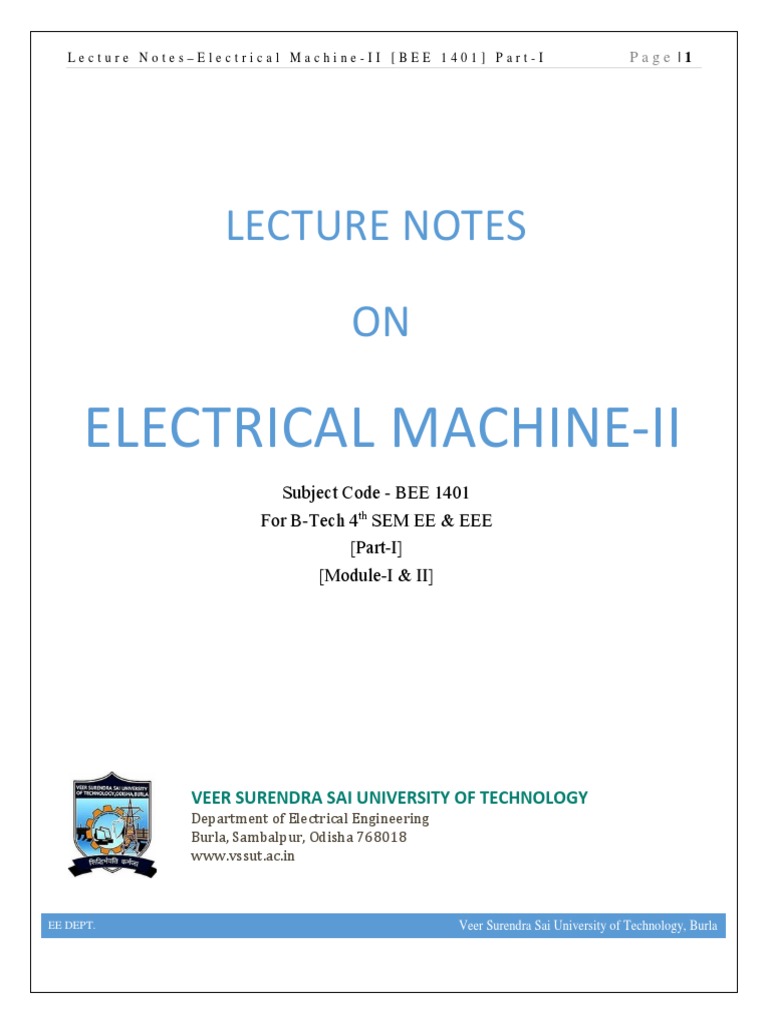 Lecture Notes On Electrical Machines II | PDF | Electric Generator ...