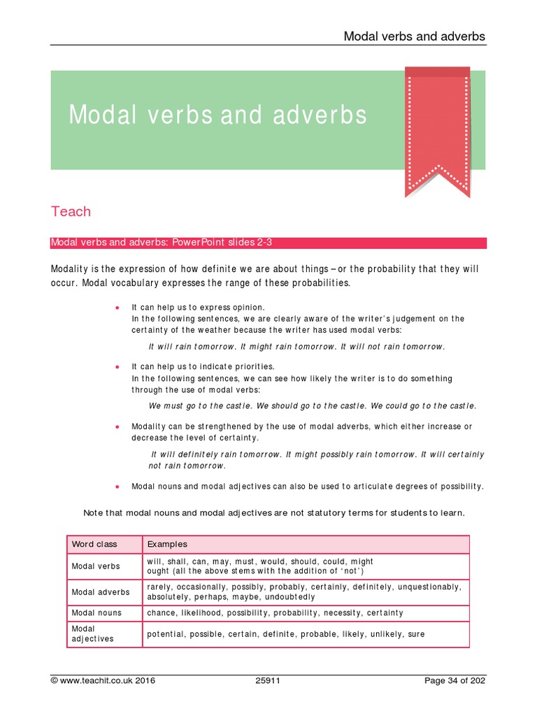 Modals Adverbs | PDF | Verb | Onomastics