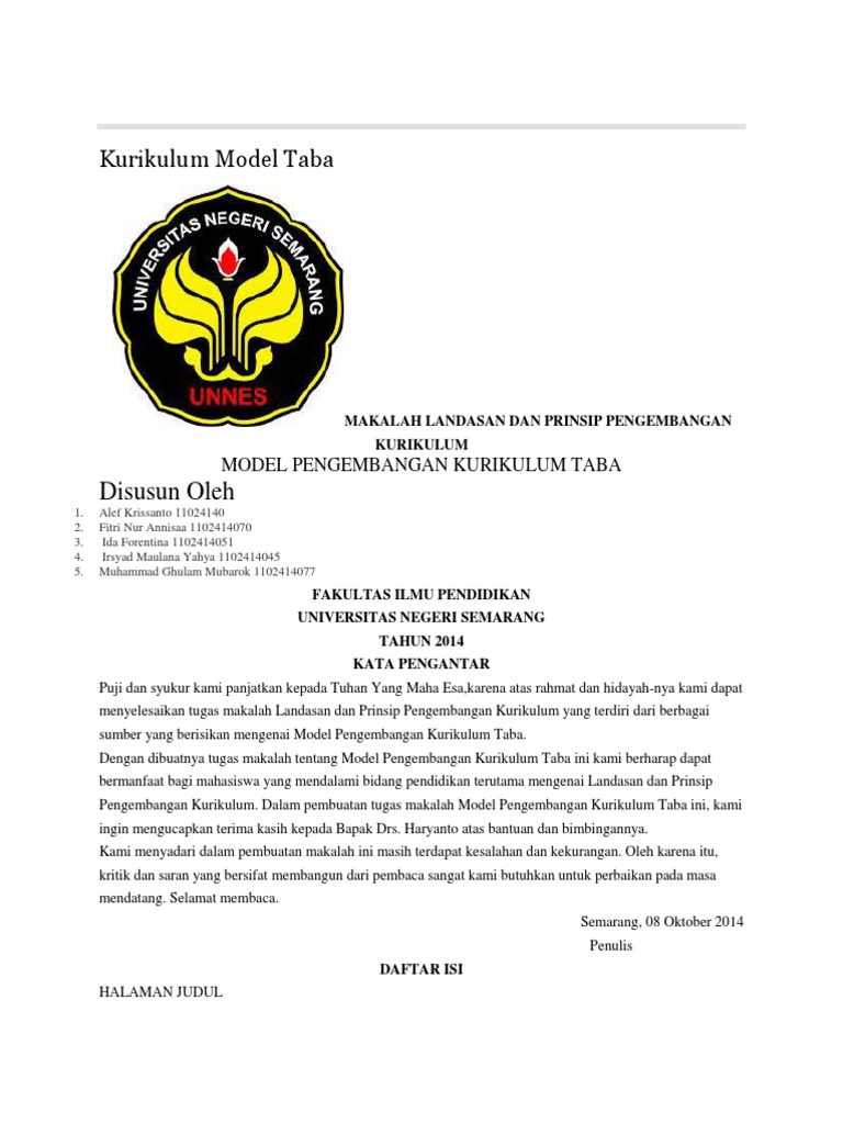 Kurikulum Model Taba | PDF