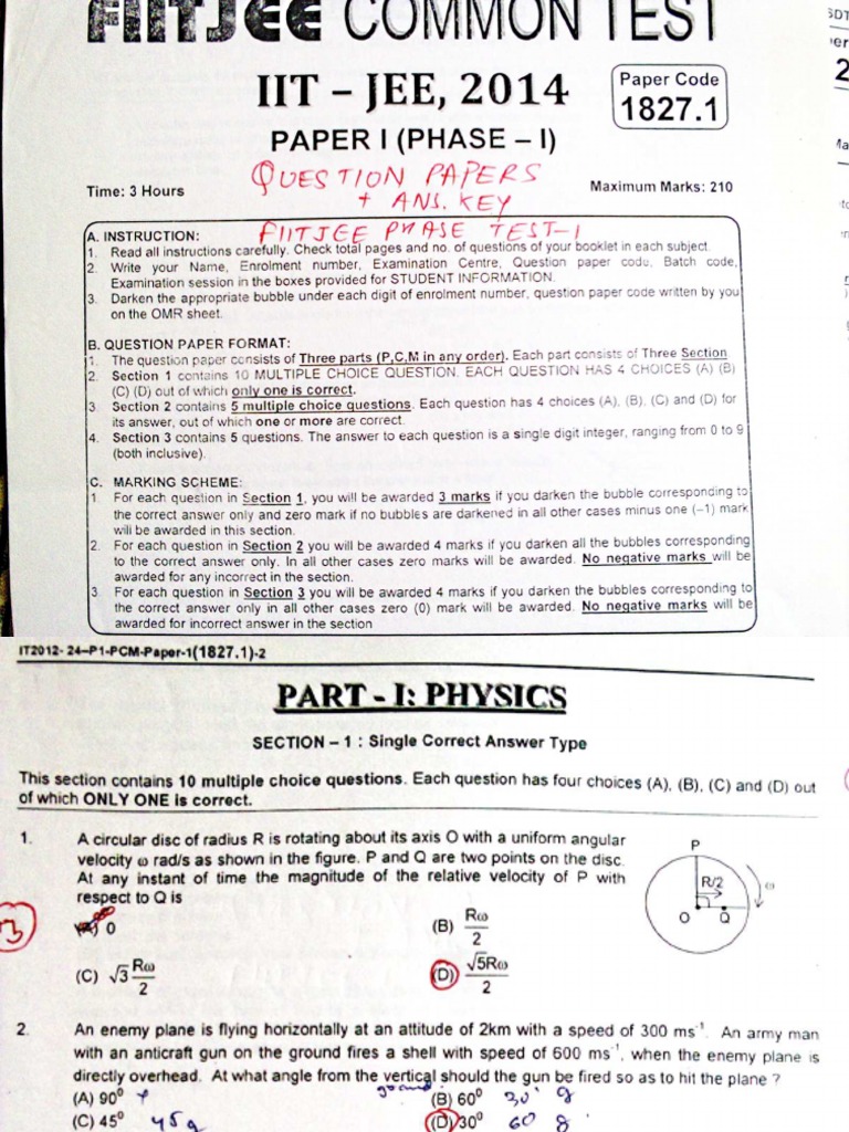 Phase Test I Fiitjee Pdf Pdf