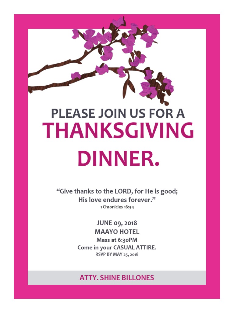 Please Join Us For A: Thanksgiving Dinner | PDF