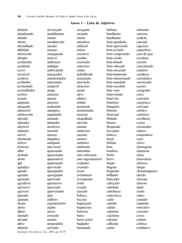 Lista De Adjetivos Para Descrever Comida Portugués Online | 🔥