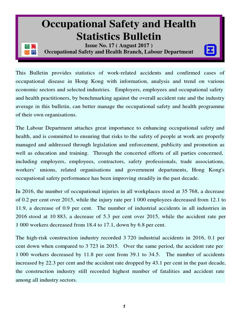 Occupational Safety and Health Statistics Bulletin | PDF | Occupational ...
