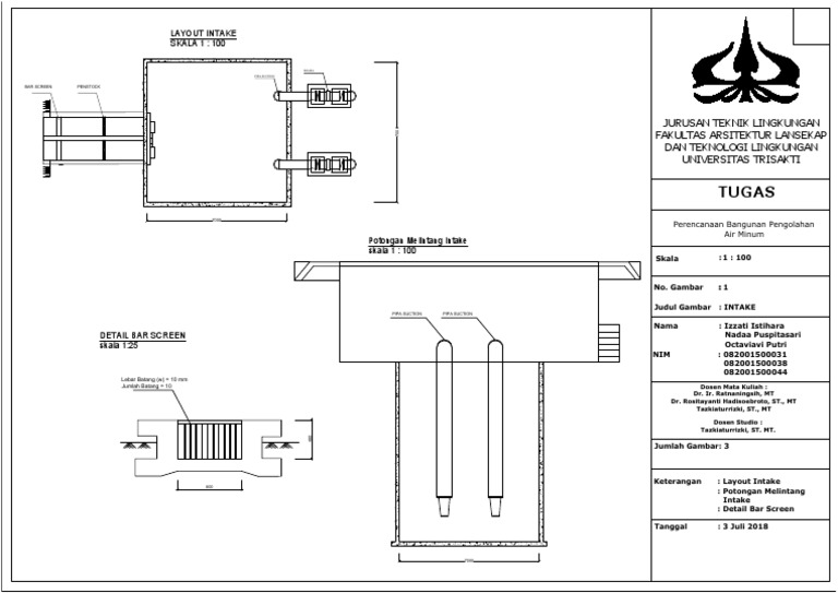 Tugas: Layout Intake SKALA 1: 100 | PDF