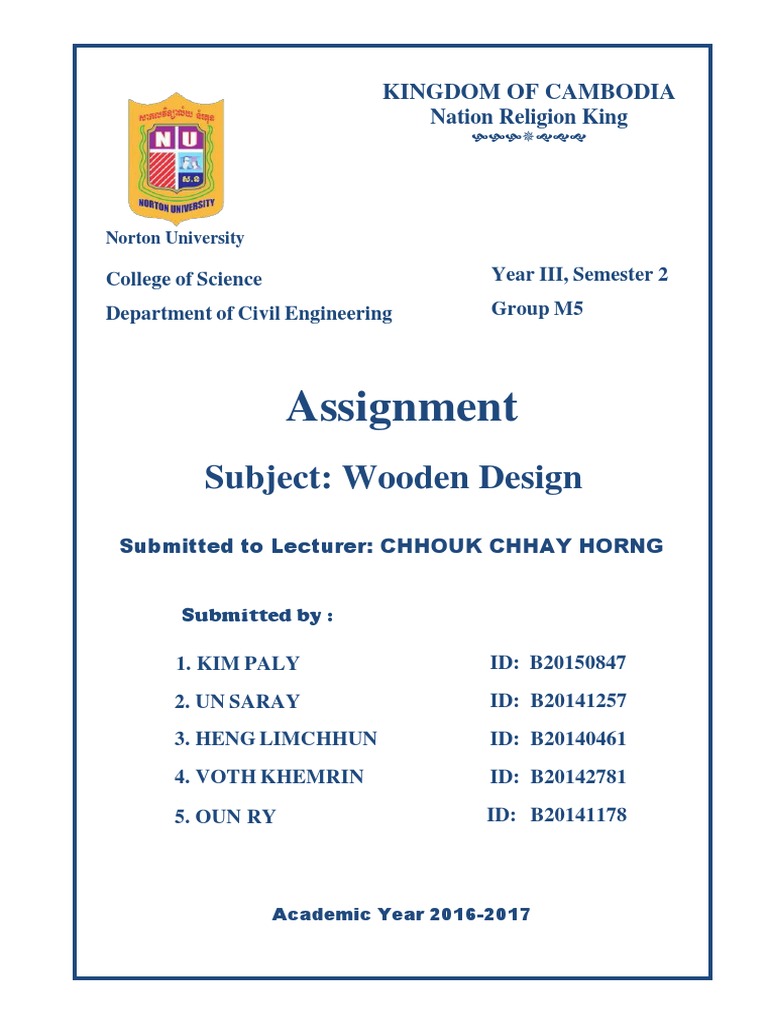 NU Civil Year3, Wooden Design Assignment 2017 | PDF