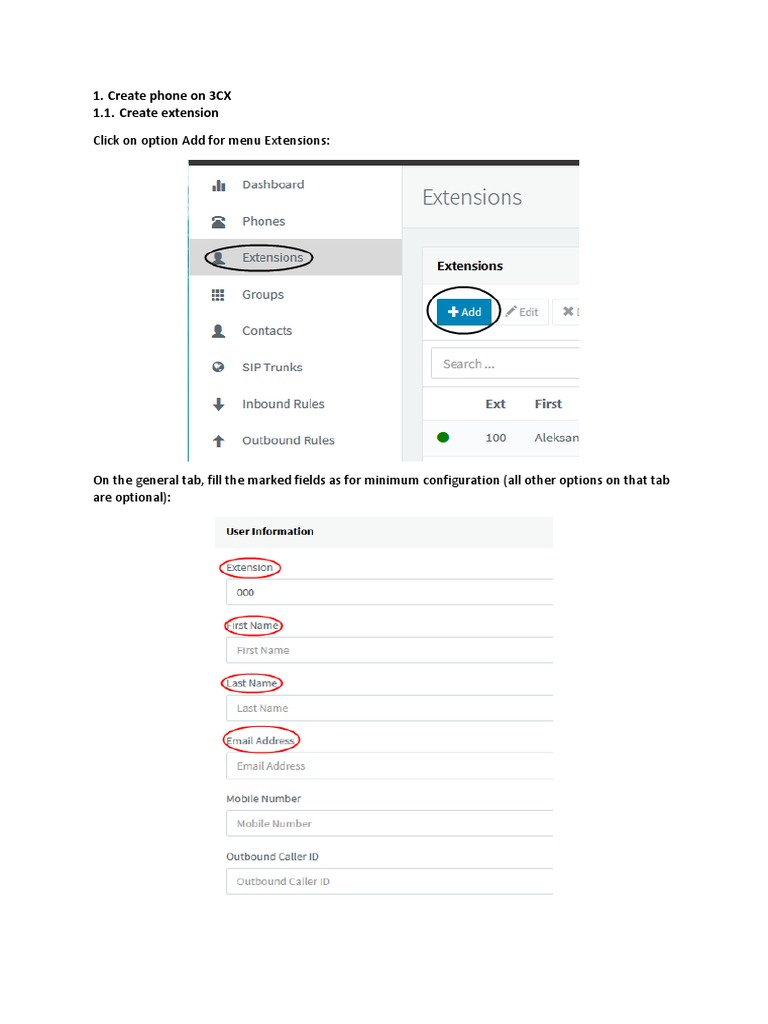 Create and Configure Yealink Extension With 3CX | PDF