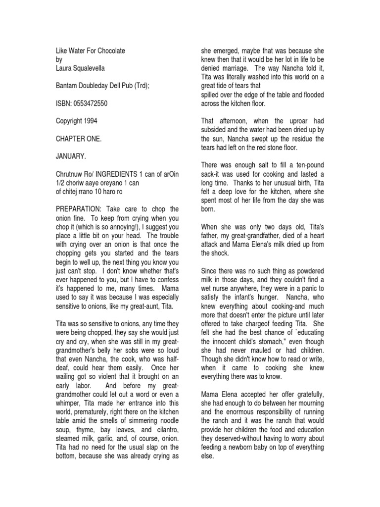 Like Water For Chocolate (English) PDF | PDF | Foods