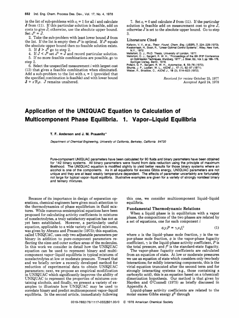 Original Paper UNIQUAC Modified | PDF | Physical Chemistry | Chemistry