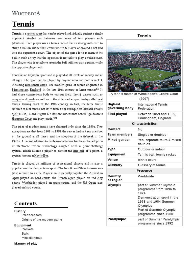 Tennis | PDF | Racquet Sports | Ball Games