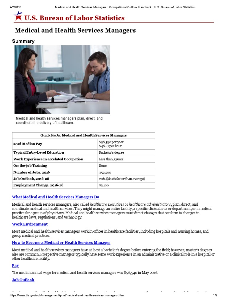 Medical and Health Services Managers - Occupational Outlook Handbook ...