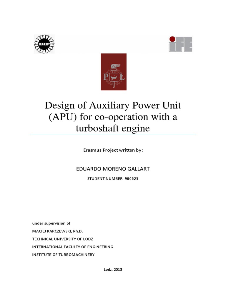 Design of Auxiliary Power Unit (APU) For Co-Operation With Turboshaft ...