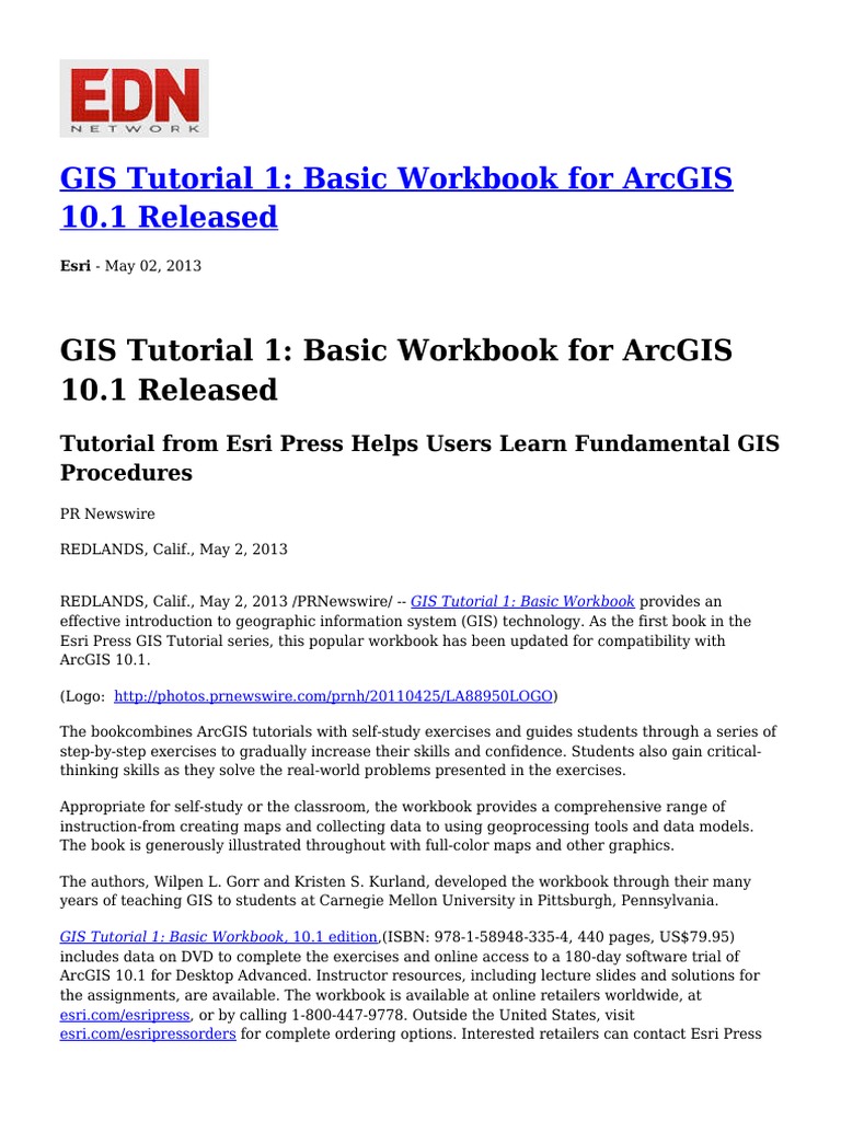 GIS Tutorial 1 Basic Workbook For ArcGIS 10 1 Released | PDF | Esri ...