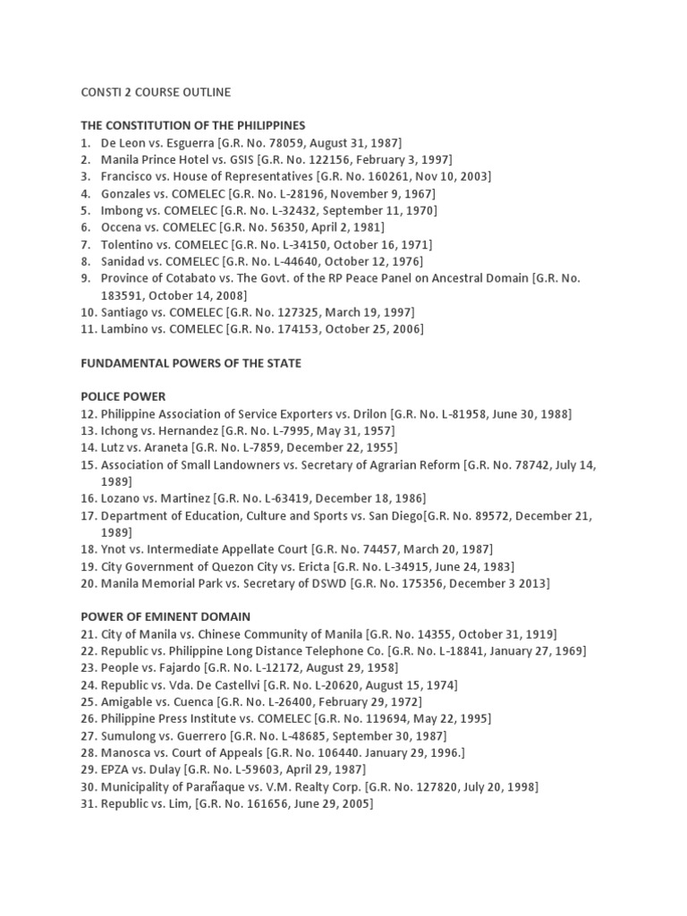 Consti 2 Course Outline | PDF | Manila | Commission On Elections ...
