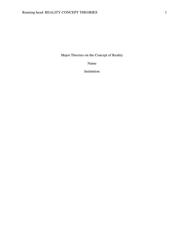 Major Theories On The Concept of Reality | PDF | Reality | Concept