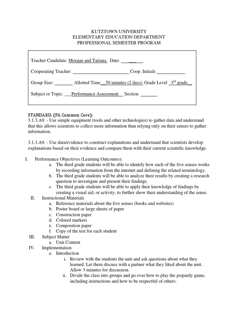 Lesson Plan - Conclusion and Assessment | PDF | Senses | Olfaction
