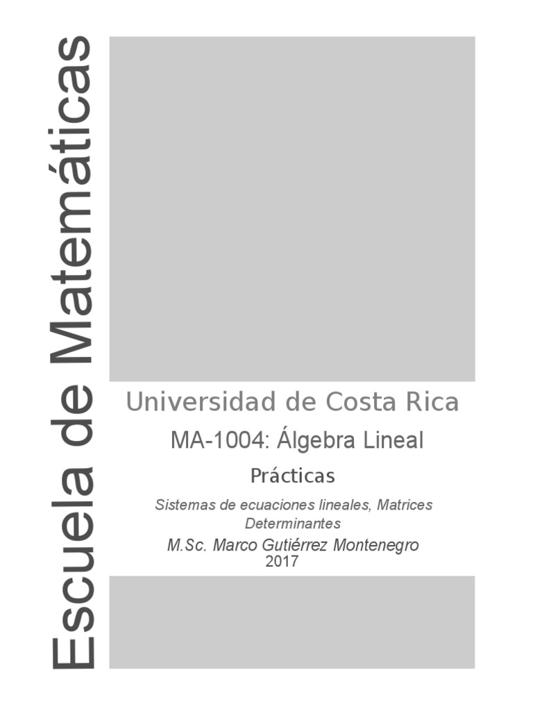 Prácticas de Álgebra Lineal UCR | PDF | Matriz (Matemáticas) | Teoría ...