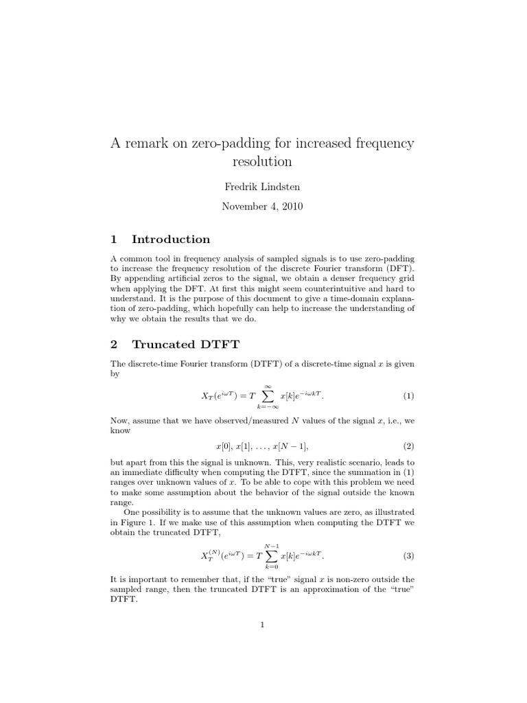 Zero Padding | PDF | Discrete Fourier Transform | Fourier Analysis