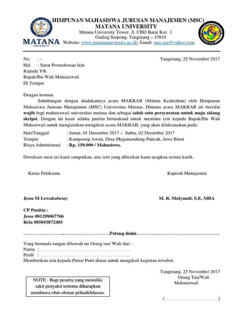 Surat Izin Makrab 2 | PDF
