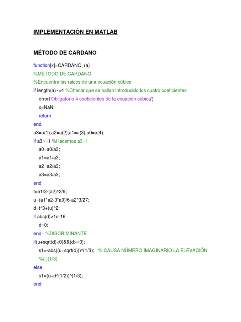 Programas Implementacion en Matlab Proyecto | PDF | Enseñanza de ...