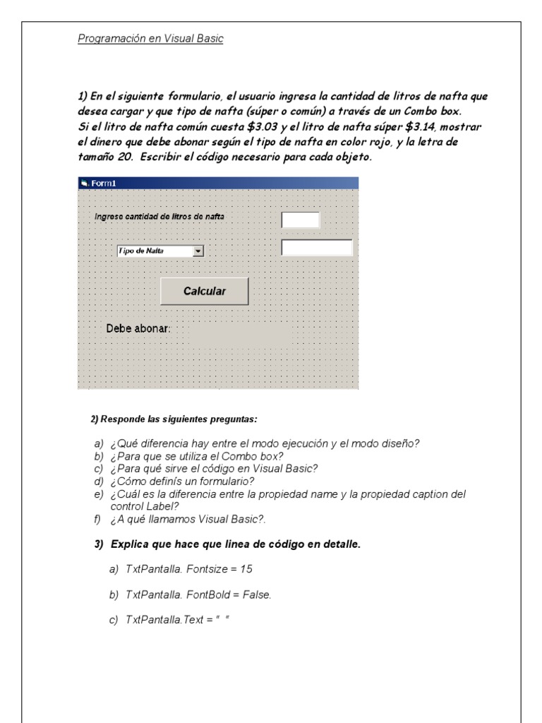 Ejercicios Visual Basic | PDF