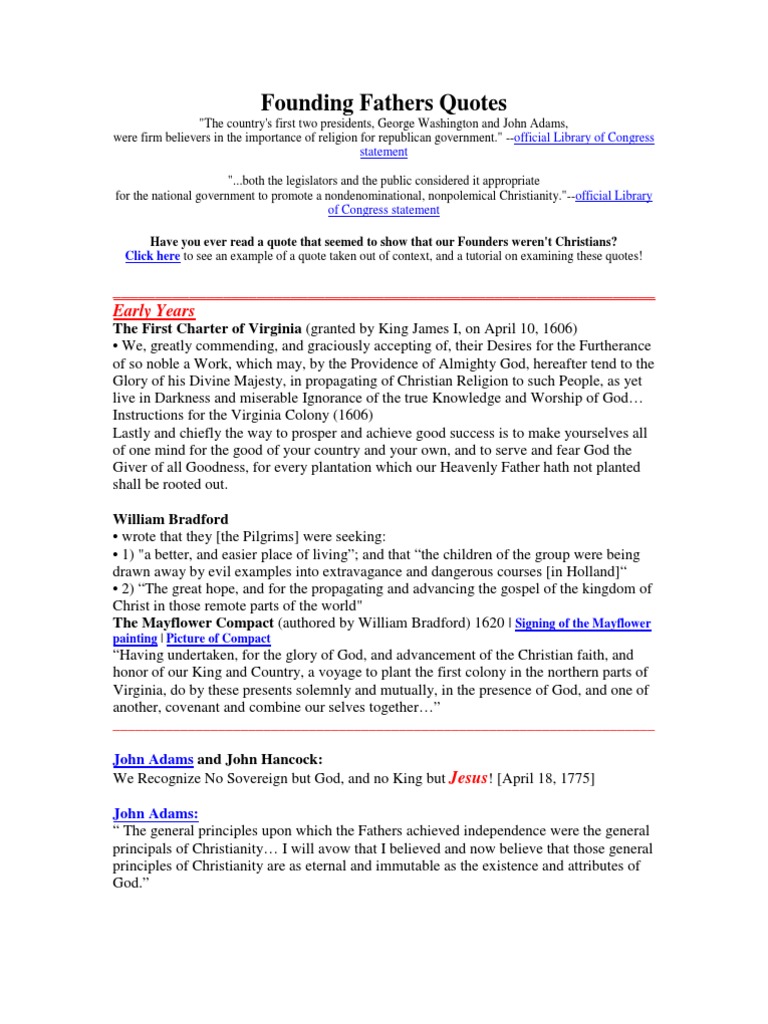 Founding Fathers on Religion Quotes | PDF