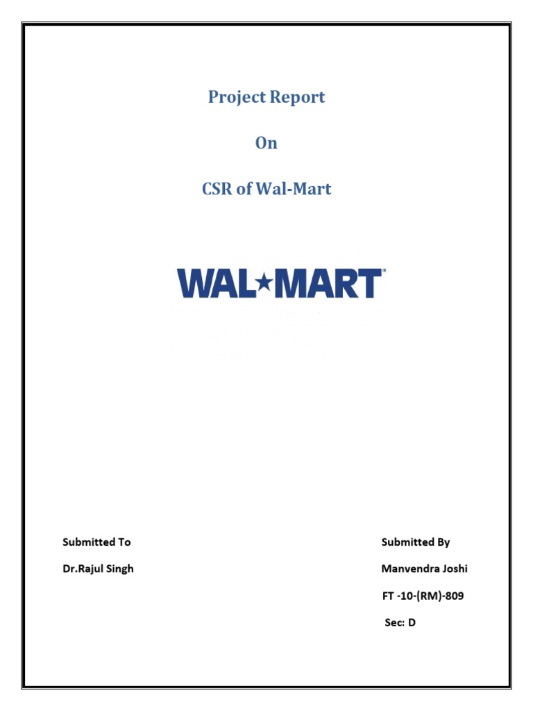 CSR Project PDF | PDF | Corporate Social Responsibility | Walmart