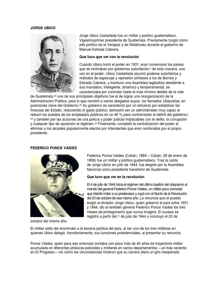 Jorge Ubico | Guatemala | Forms Of Government