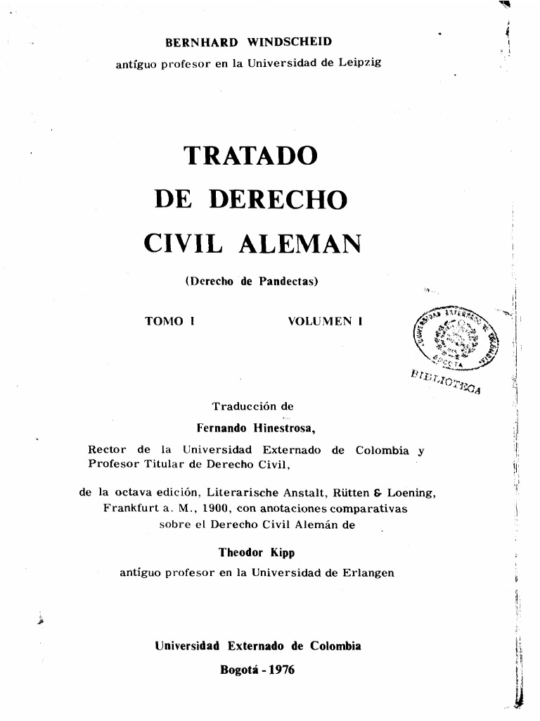 Tratado de Derecho Civil Aleman - Bernhard Windscheid | PDF | Ley ...
