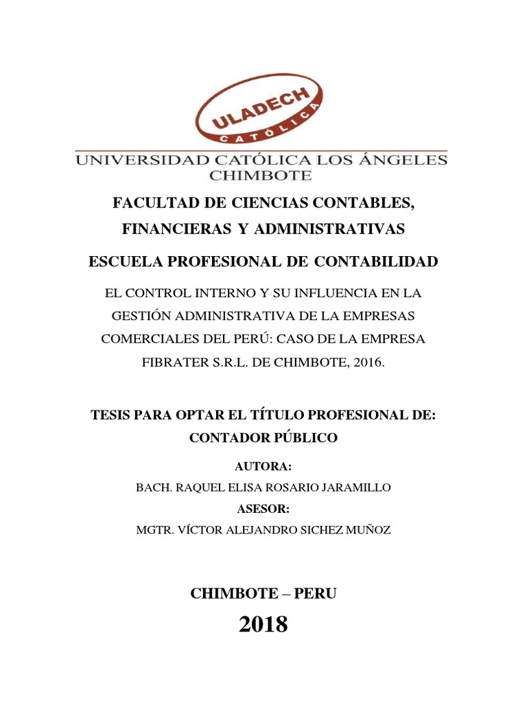 Control Interno en Fibrater S.R.L. | PDF | Contador | Contabilidad