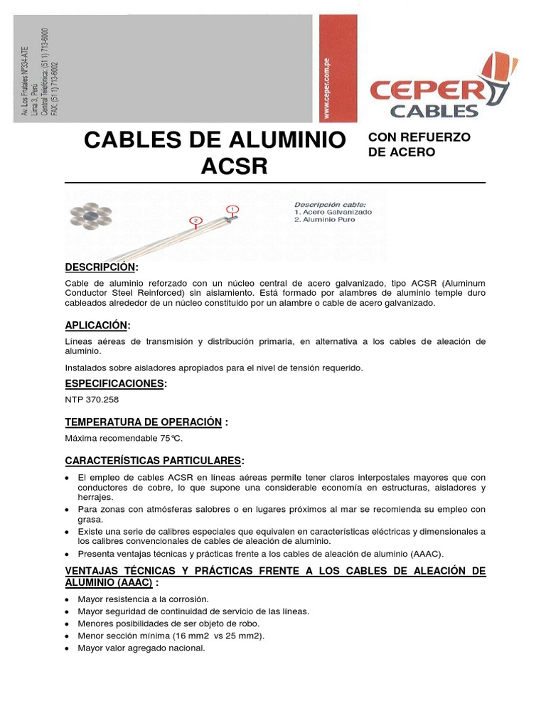 ACSR 70mm2 | PDF | Aluminio | Aislador (Electricidad)