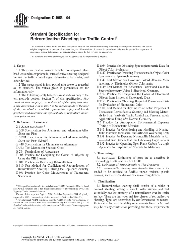 Astm D4956 - 04 | PDF | Spectrophotometry | Light