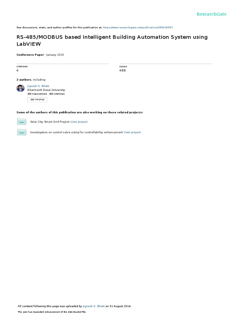 RS-485/MODBUS Based Intelligent Building Automation System Using Labview | PDF | Building ...