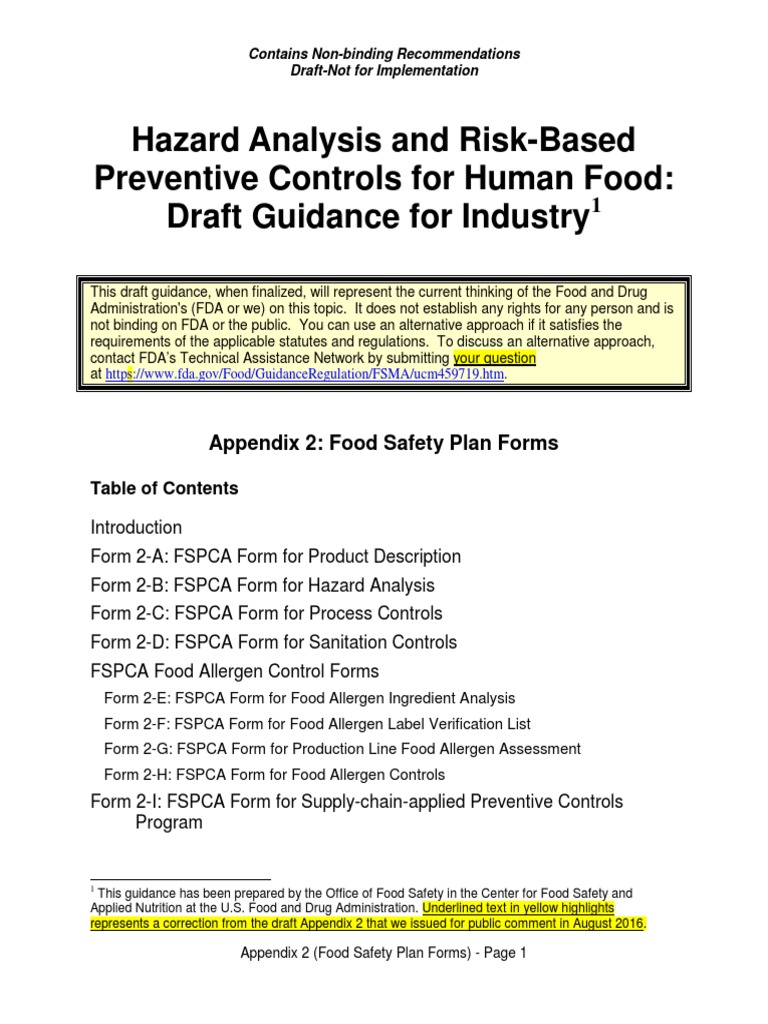 Hazard Analysis and Risk - Based Preventive Controls For Human Food ...