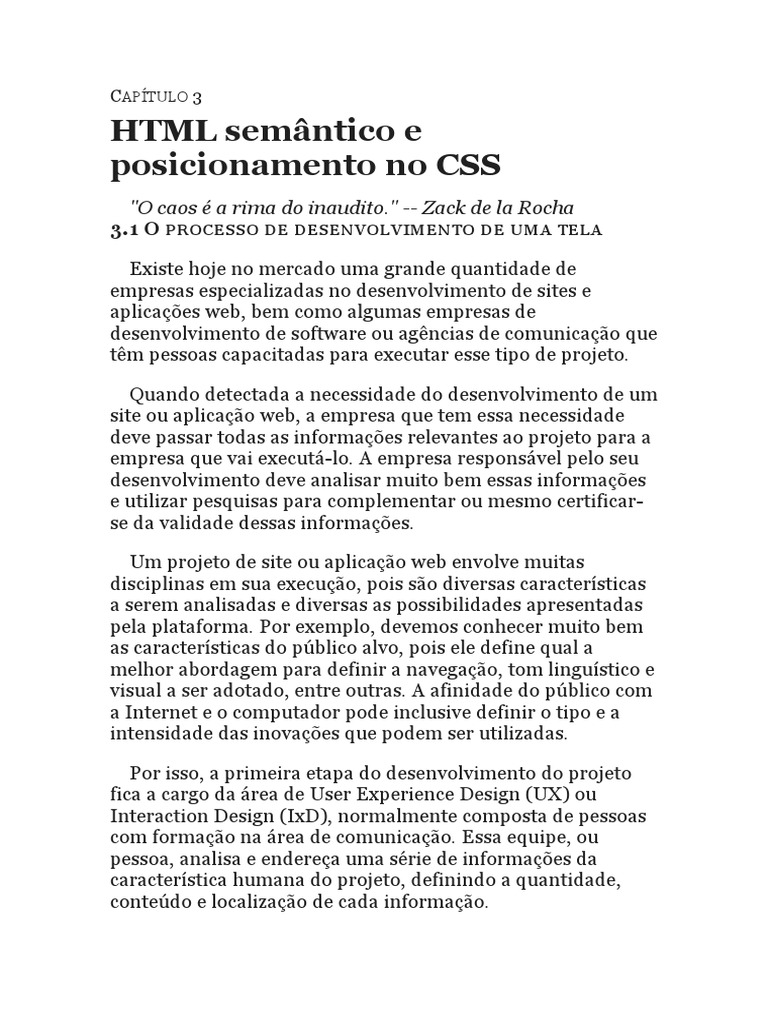 Capítulo 3HTML Semântico e Posicionamento No CSS | PDF | Folhas de estilo em cascata | Html5