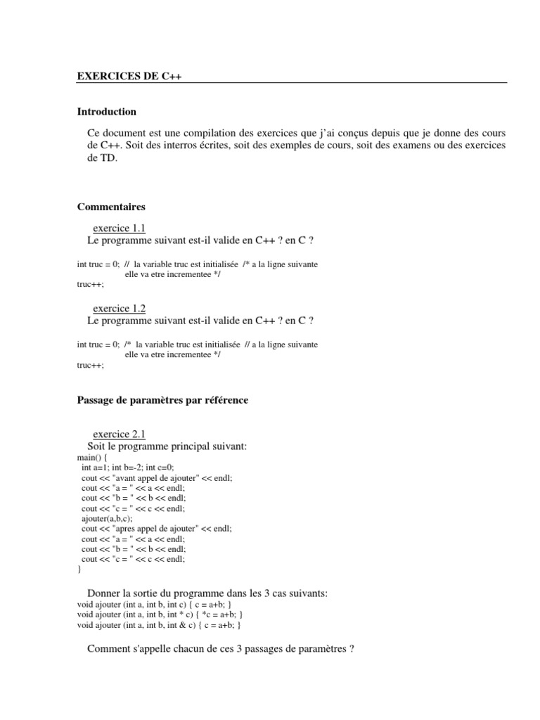 Exercices CPP | PDF | C ++ | Programmation orientée objet